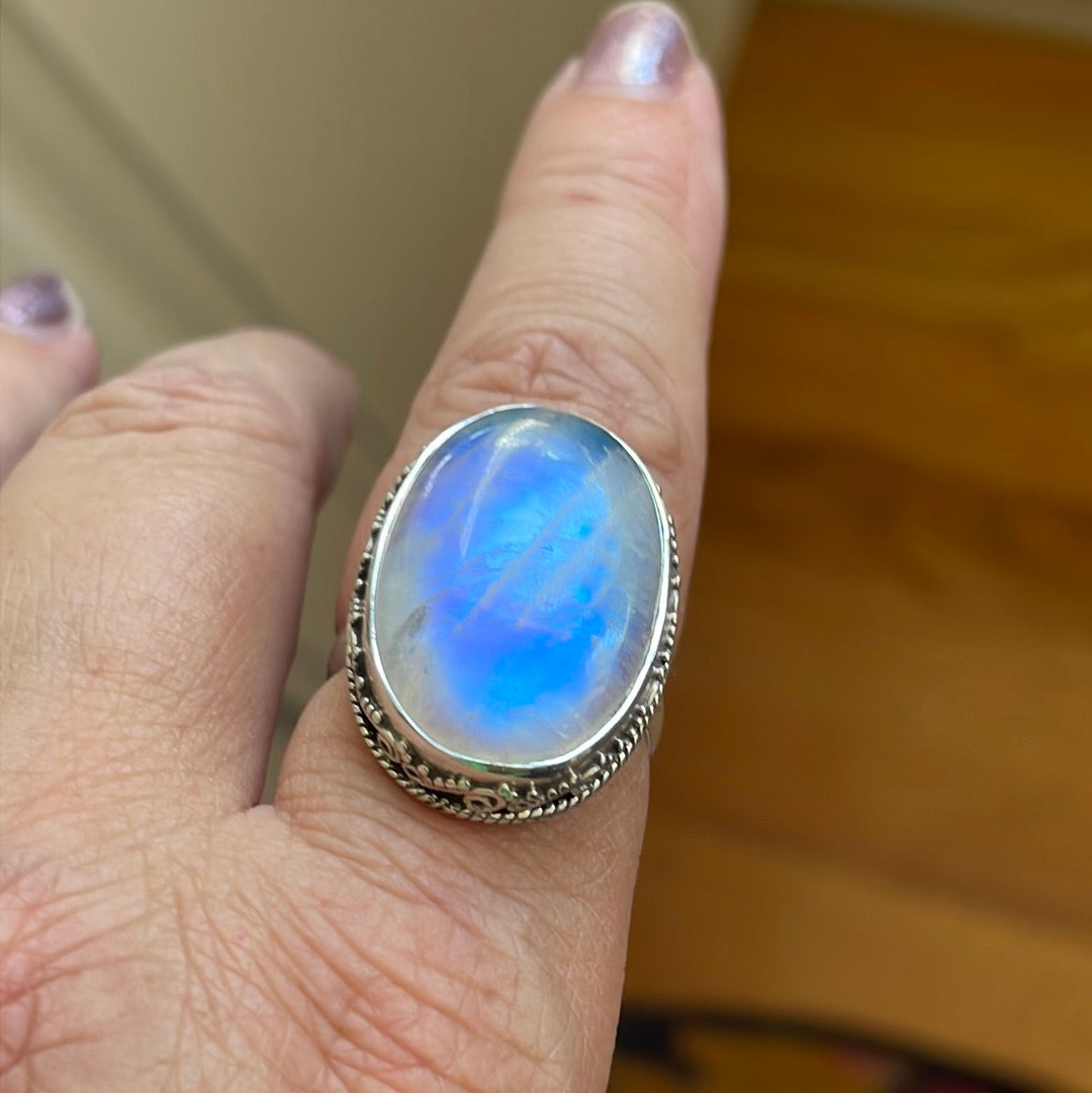 Moonstone Ring - Sterling Silver - Modern – Vintage Paris Jewelry