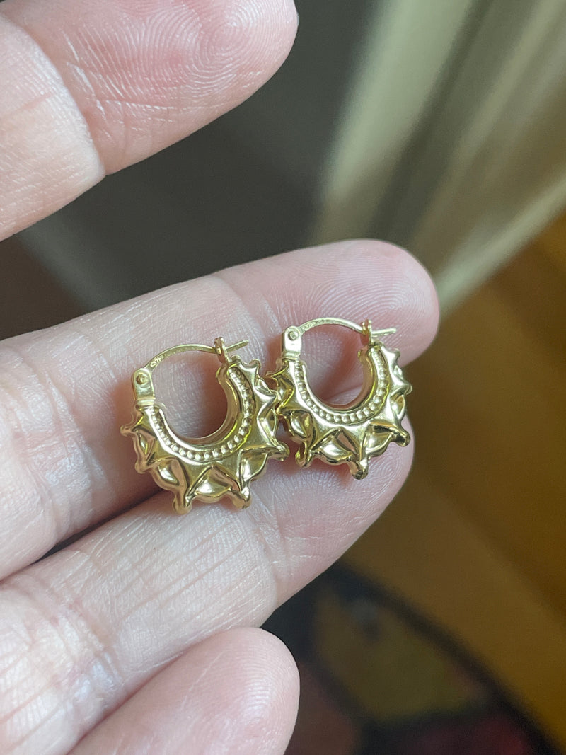 Dainty Creole Gypsy Hoop Earrings - 9k Gold - Vintage – Vintage Paris ...