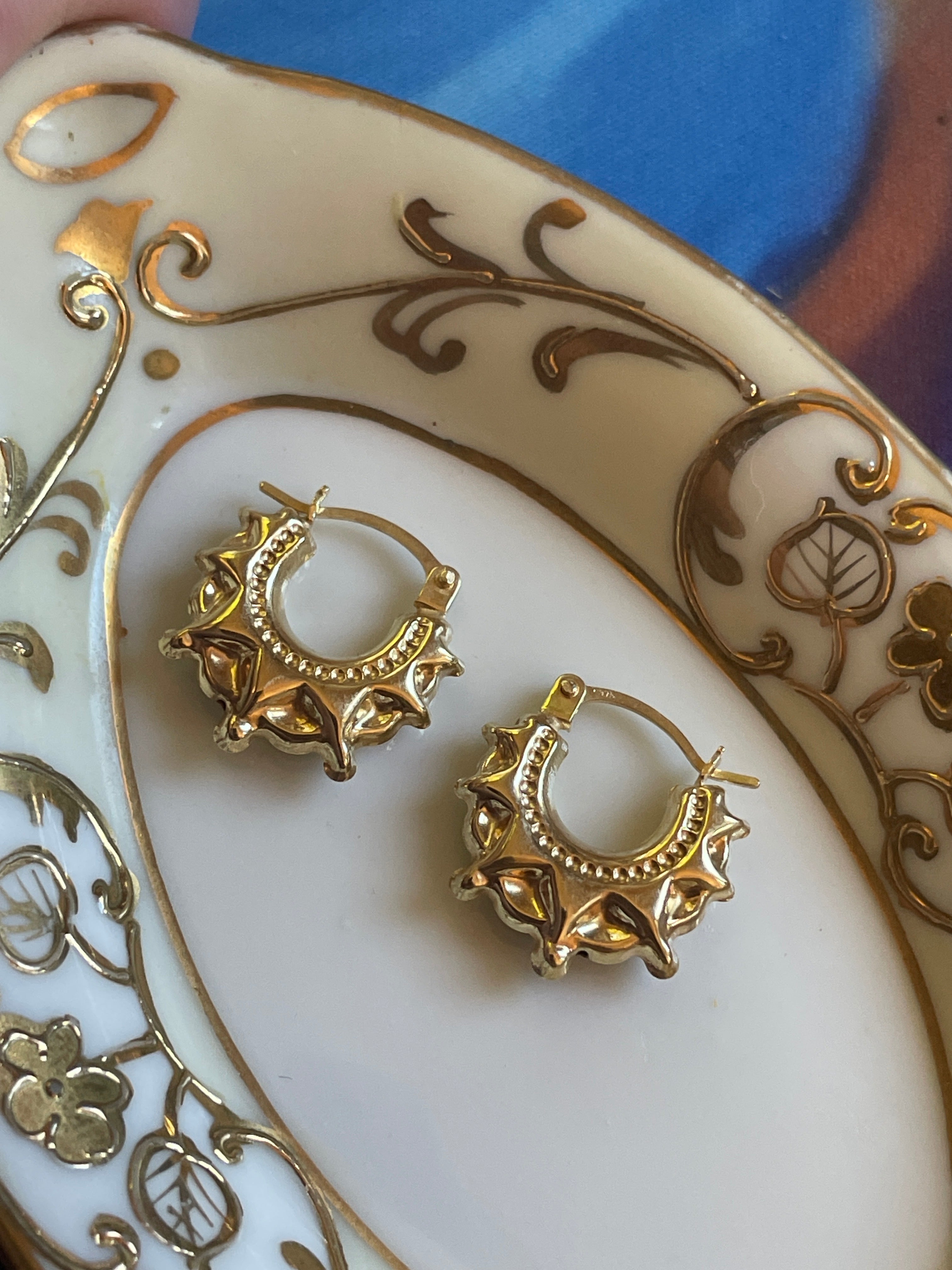Dainty Creole Gypsy Hoop Earrings - 9k Gold - Vintage – Vintage Paris ...