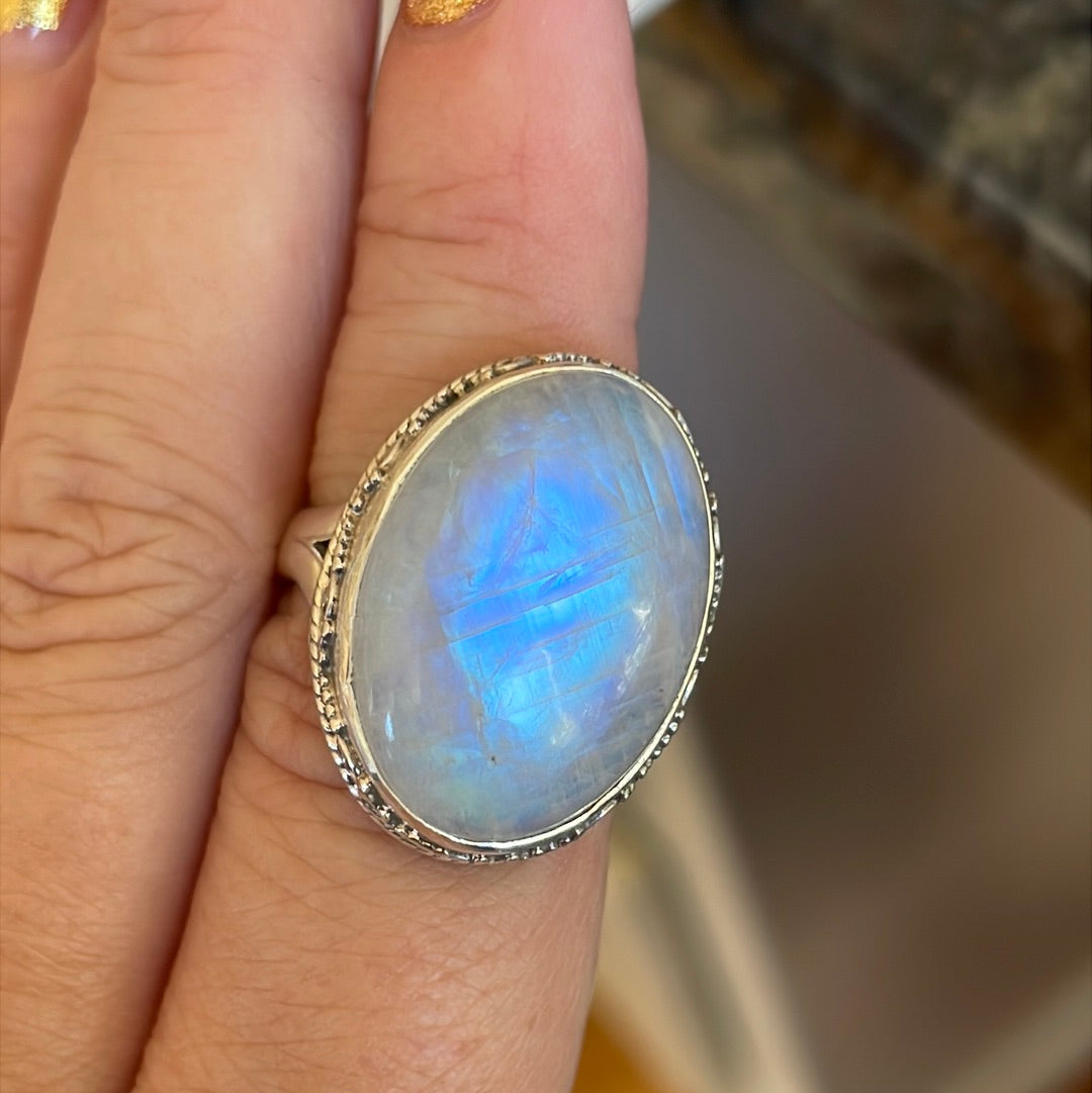 Moonstone Ring - Sterling Silver - Modern – Vintage Paris Jewelry