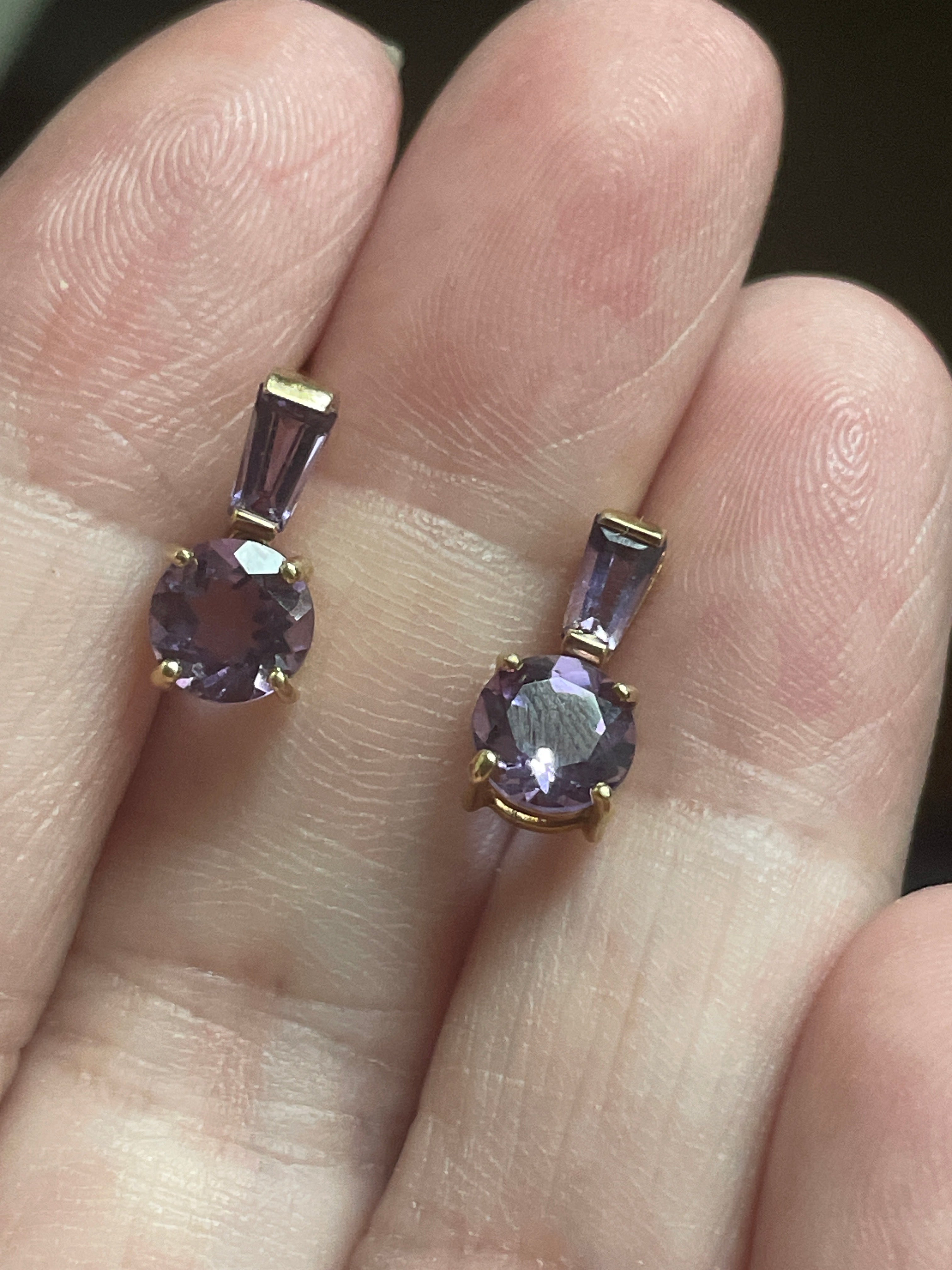 Amethyst Drop Earrings - 14k Gold - Vintage – Vintage Paris Jewelry