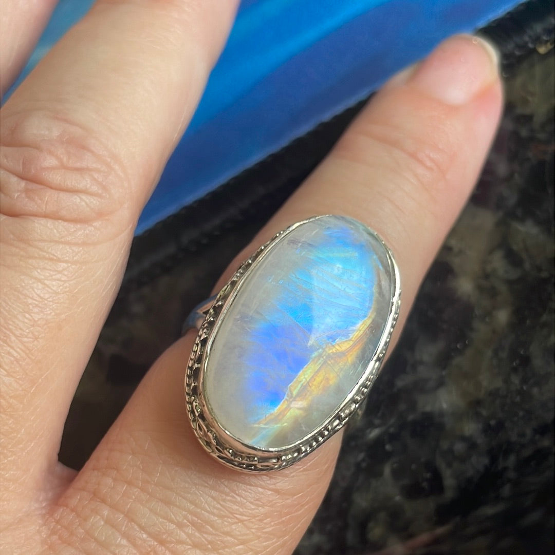 Moonstone Ring - Sterling Silver - Modern – Vintage Paris Jewelry