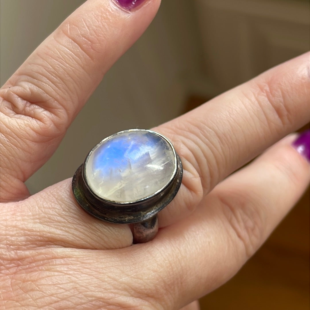 Moonstone Ring - Sterling Silver - Vintage – Vintage Paris Jewelry