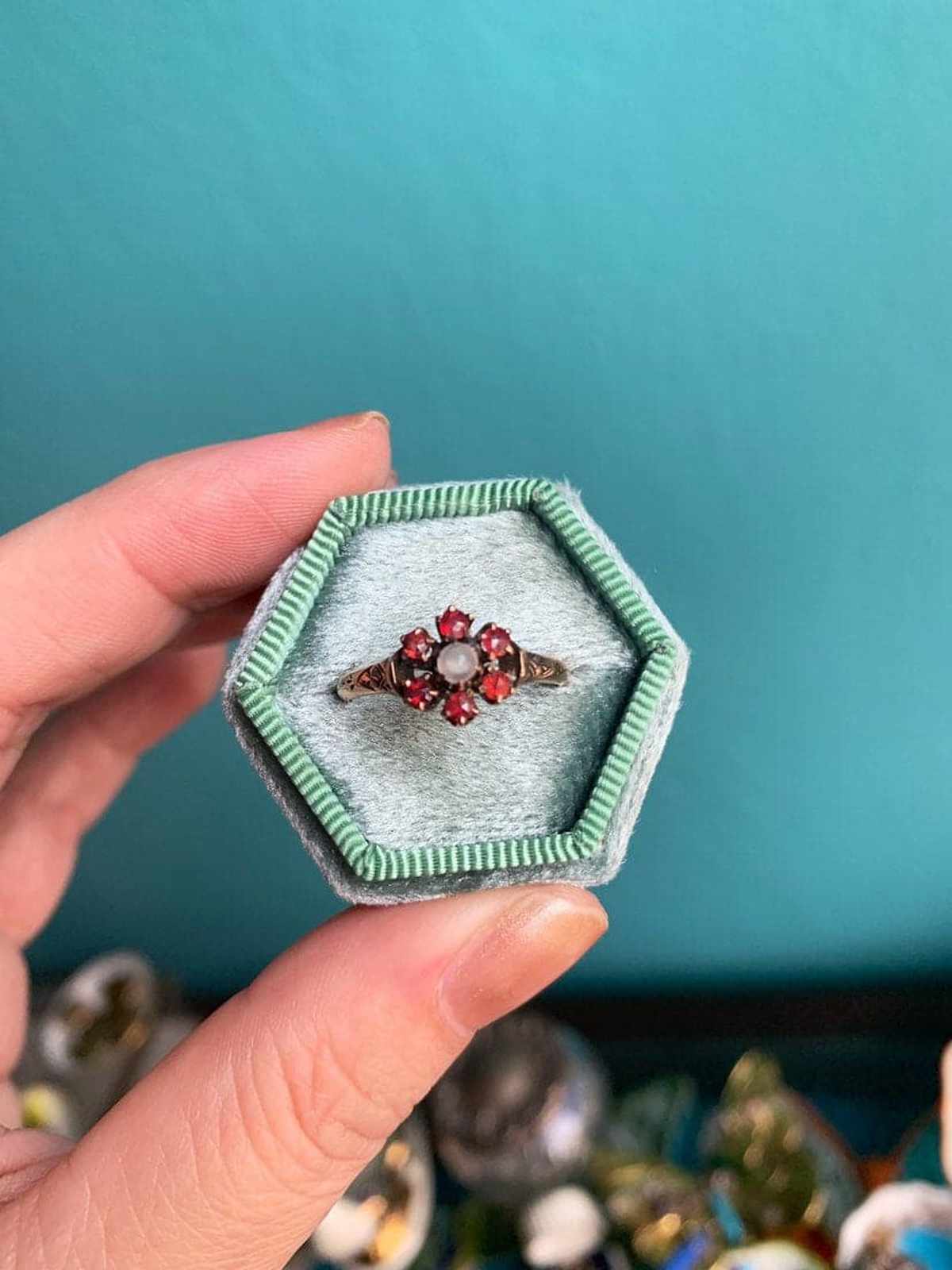 Garnet Moonstone Ring - 9k Gold - Victorian Jewelry - Vintage – Vintage ...