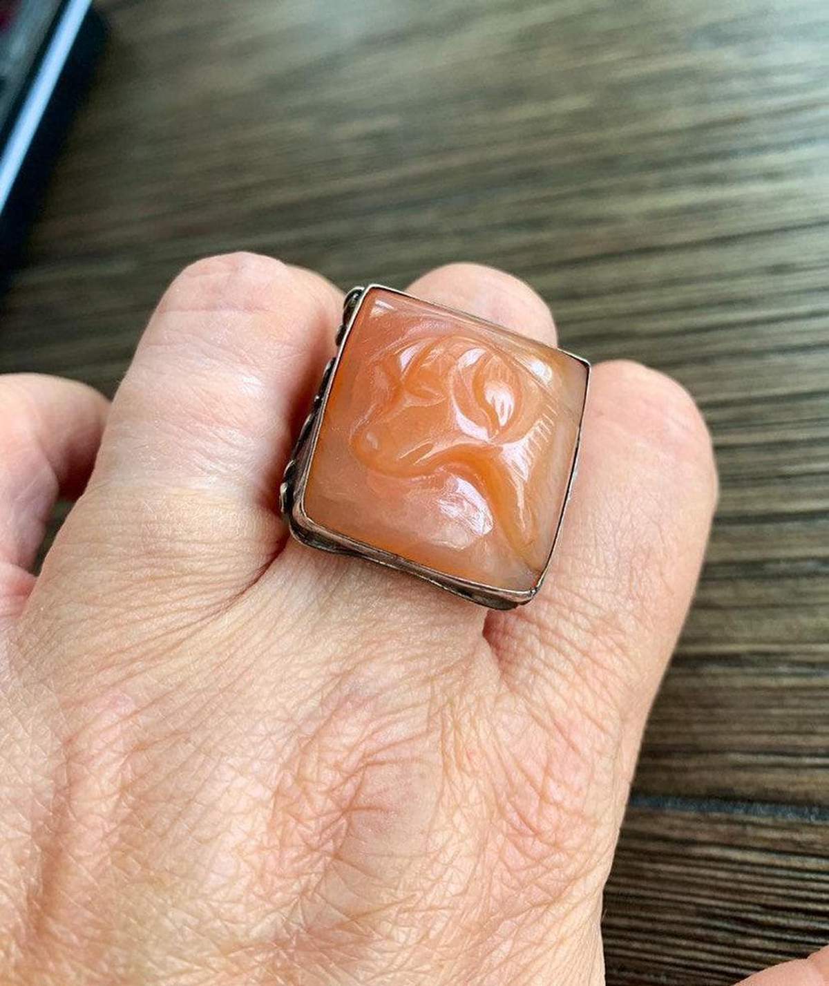 Carved Carnelian Dog Ring - Handmade - 800 Silver - Vintage – Vintage ...