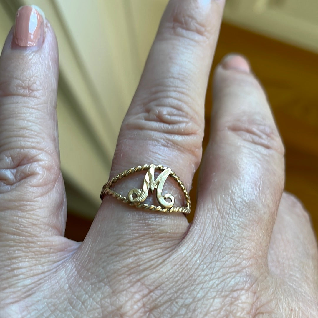 M Initial Signet Ring - 10k Gold - Vintage – Vintage Paris Jewelry